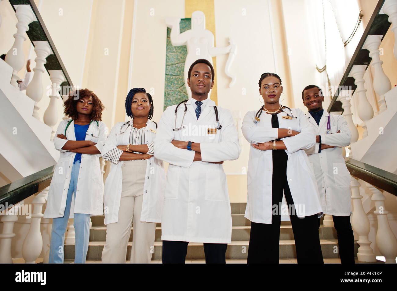 Group of african doctors students inside medical university Stock Photo ...