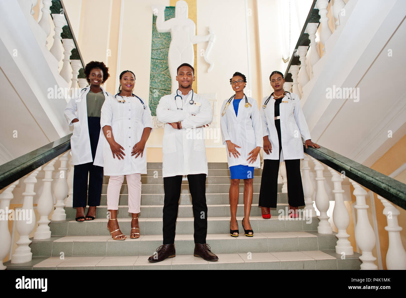 Group of african doctors students inside medical university Stock Photo ...