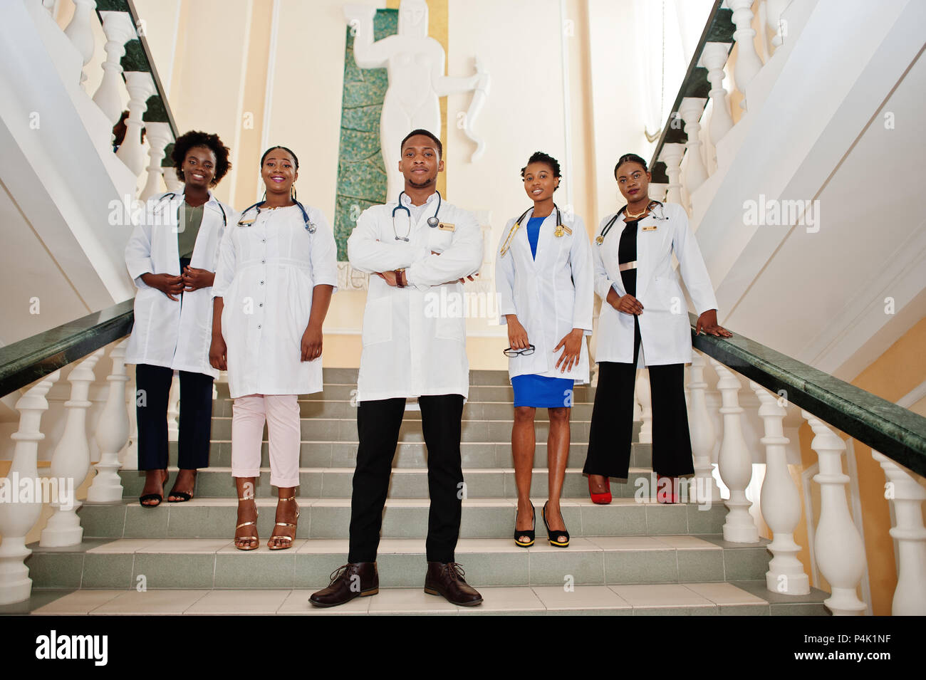 Group of african doctors students inside medical university Stock Photo ...