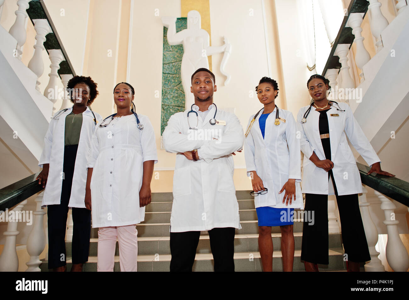 Group of african doctors students inside medical university Stock Photo ...