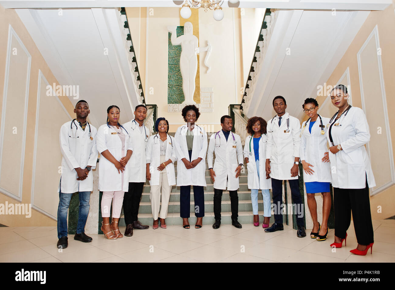 Group of african doctors students inside medical university Stock Photo ...