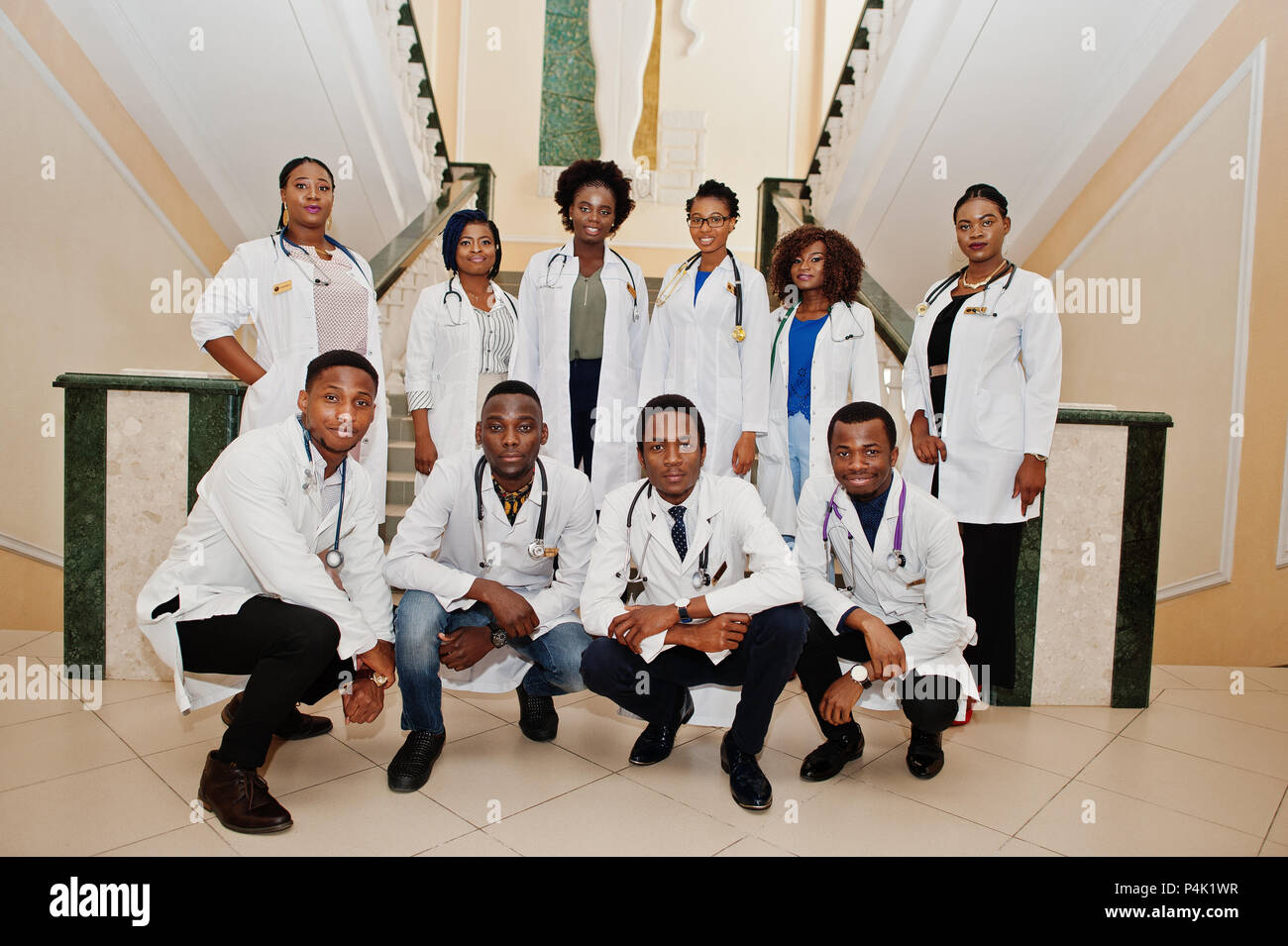 Group of african doctors students inside medical university Stock Photo ...