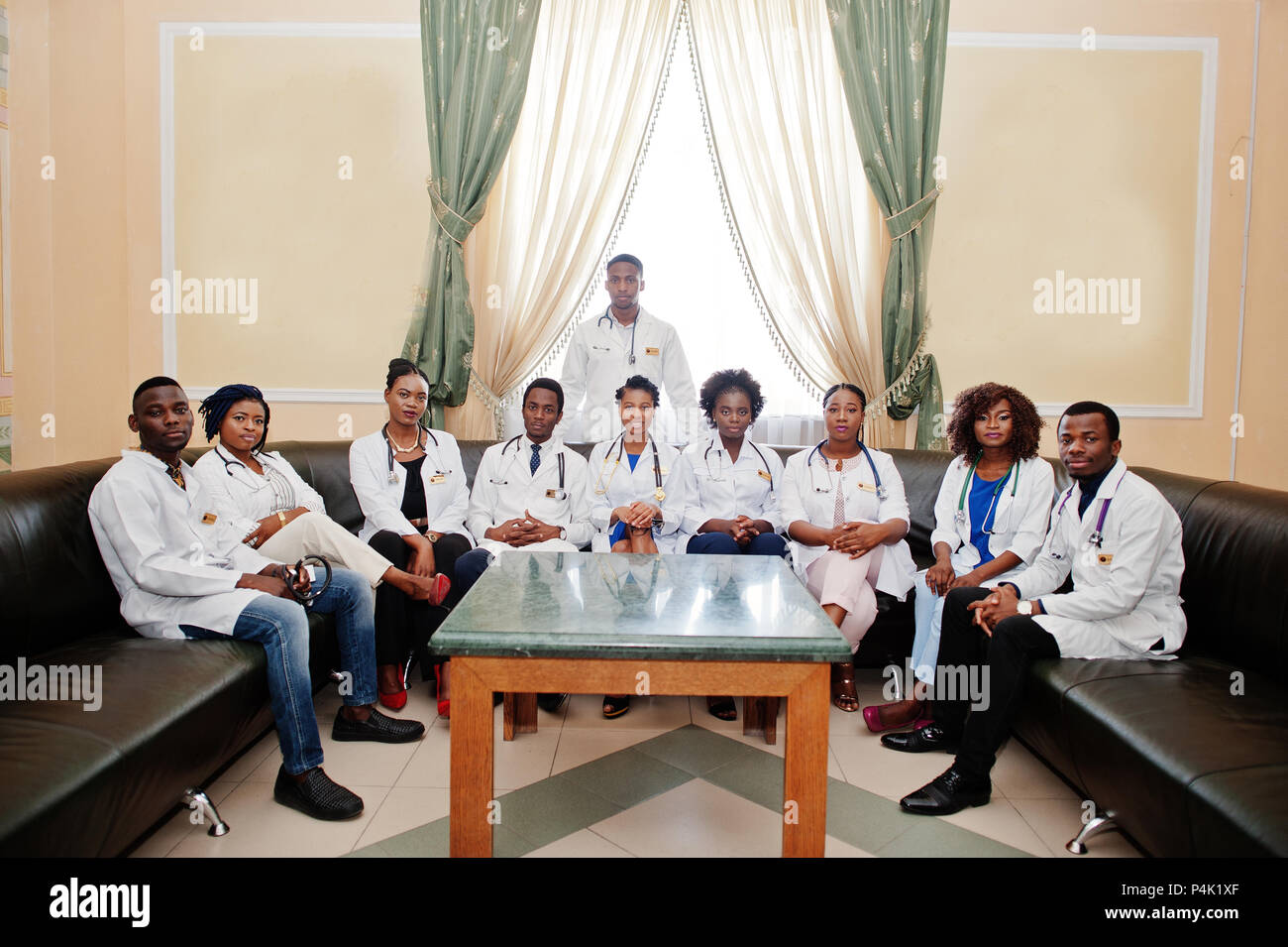 Group of african doctors students inside medical university Stock Photo ...