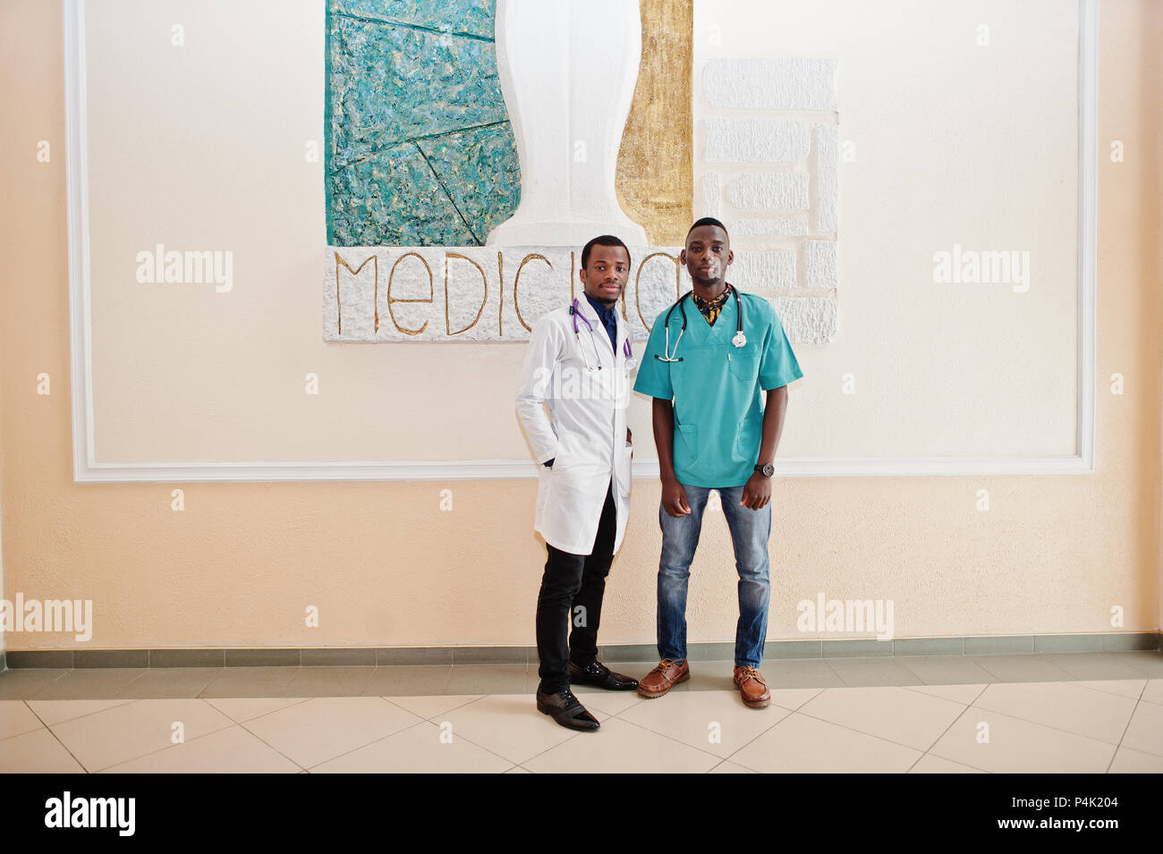 Group of african doctors students inside medical university Stock Photo ...