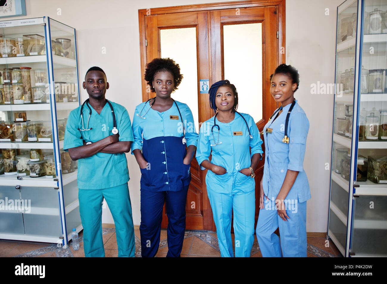 Group of african doctors students inside medical university Stock Photo ...