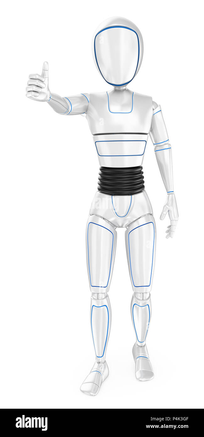 3d futuristic android illustration. Humanoid robot with thumb up ...