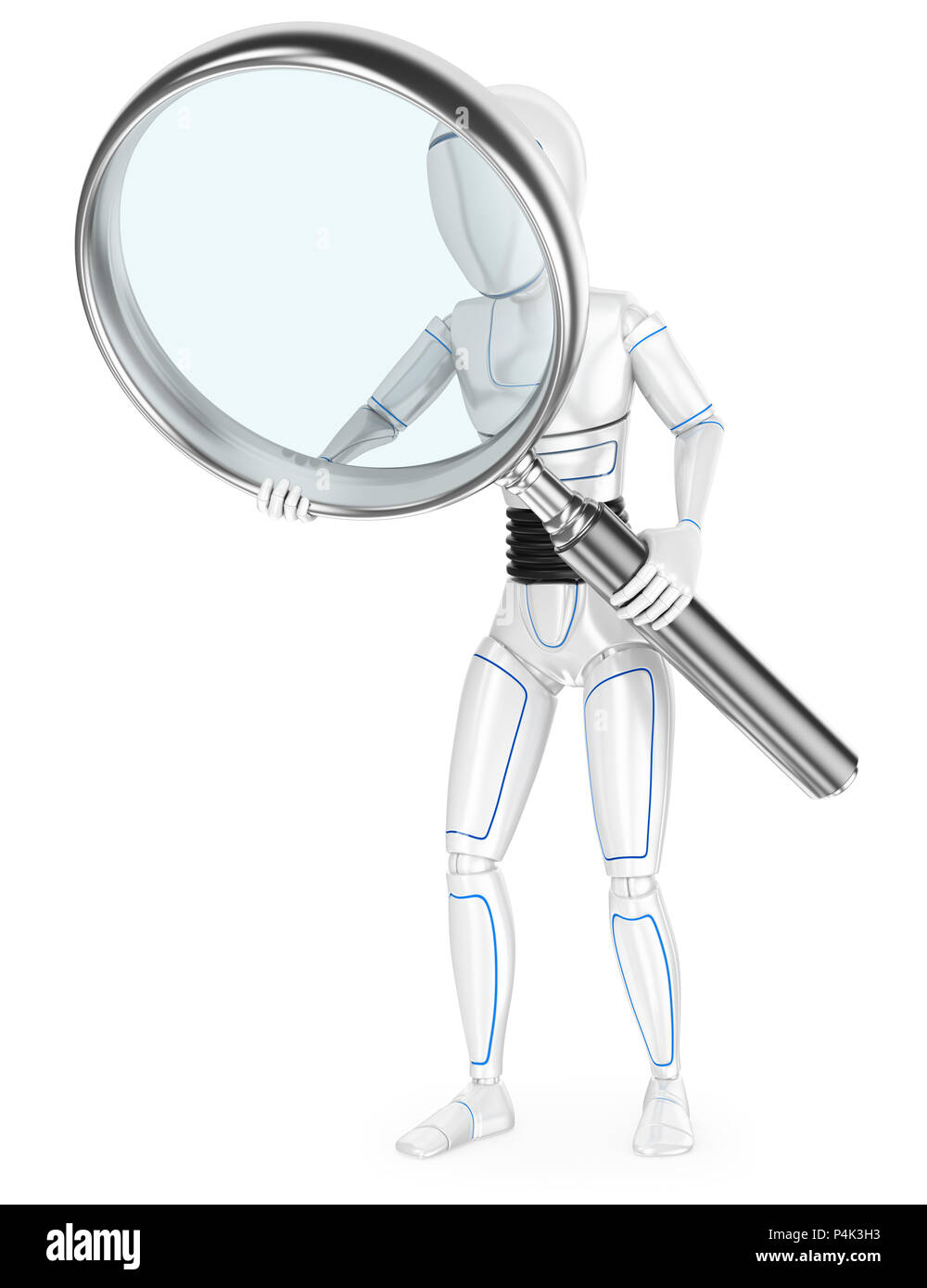 3d futuristic android illustration. Humanoid robot with a huge ...