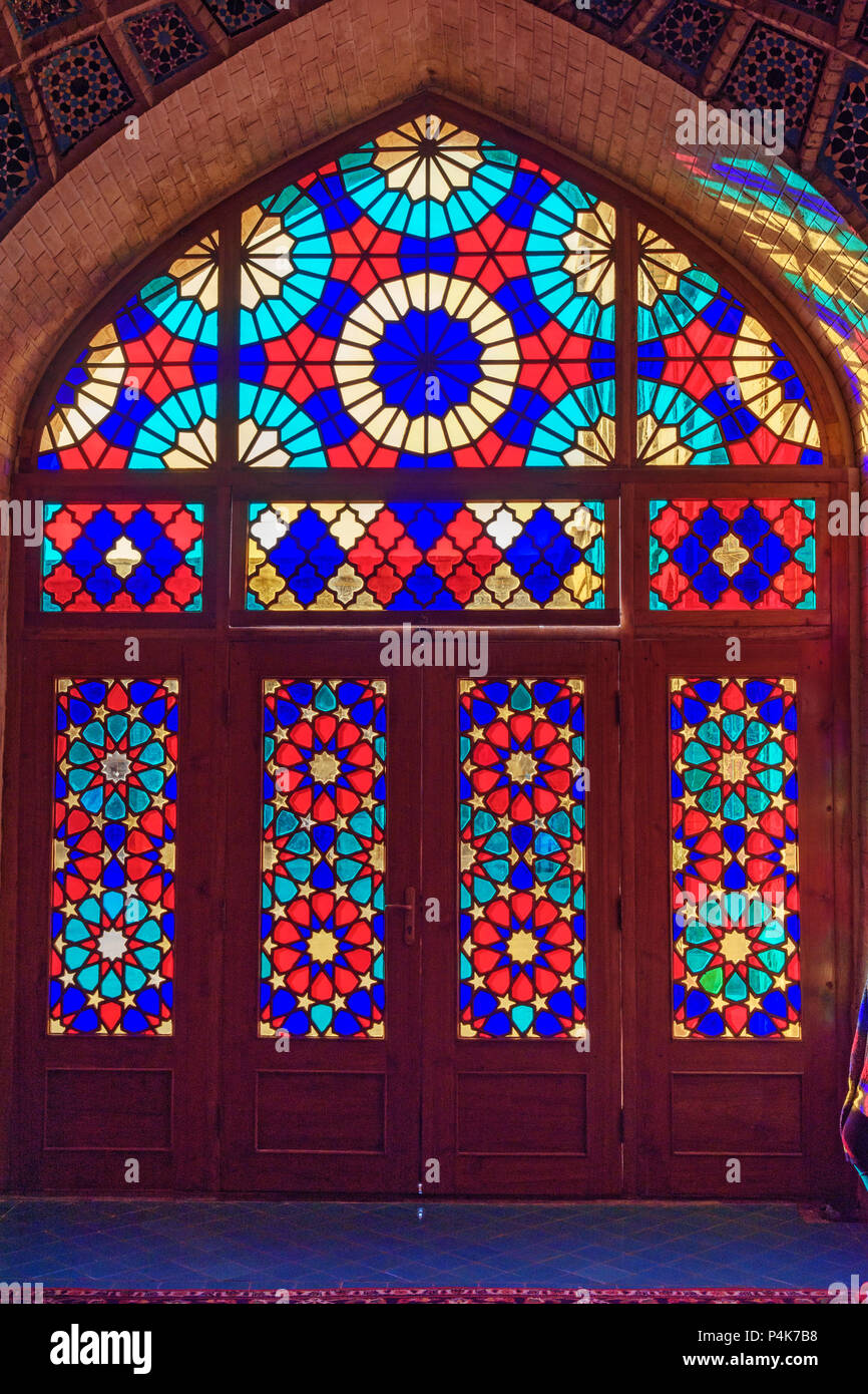 Stained glass window of Nasir Ol-Molk mosque, also famous as Pink ...