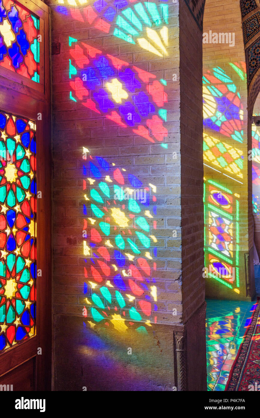 Stained glass window of Nasir Ol-Molk mosque, also famous as Pink ...
