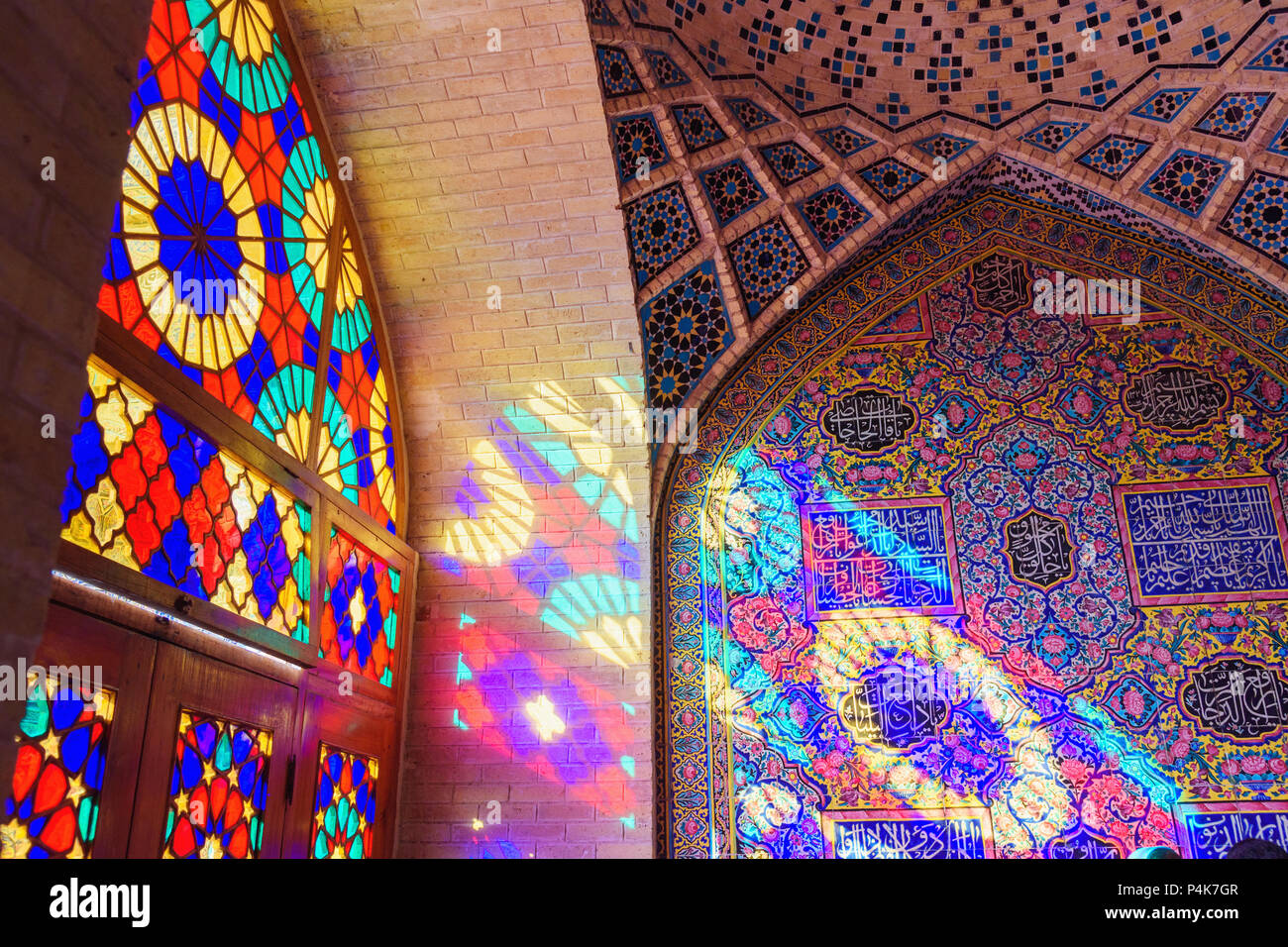Stained glass window of Nasir Ol-Molk mosque, also famous as Pink ...