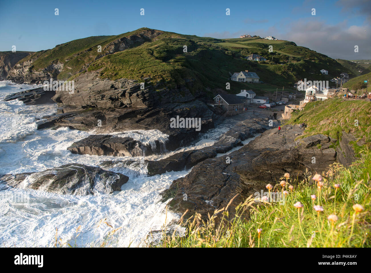 Trebarwith Strand High Tide Stock Photo - Alamy