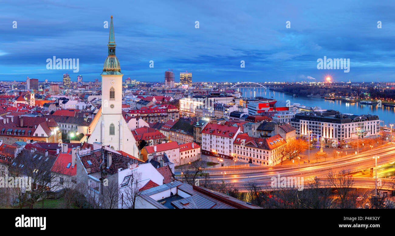 Bratislava skyline night hi-res stock photography and images - Alamy