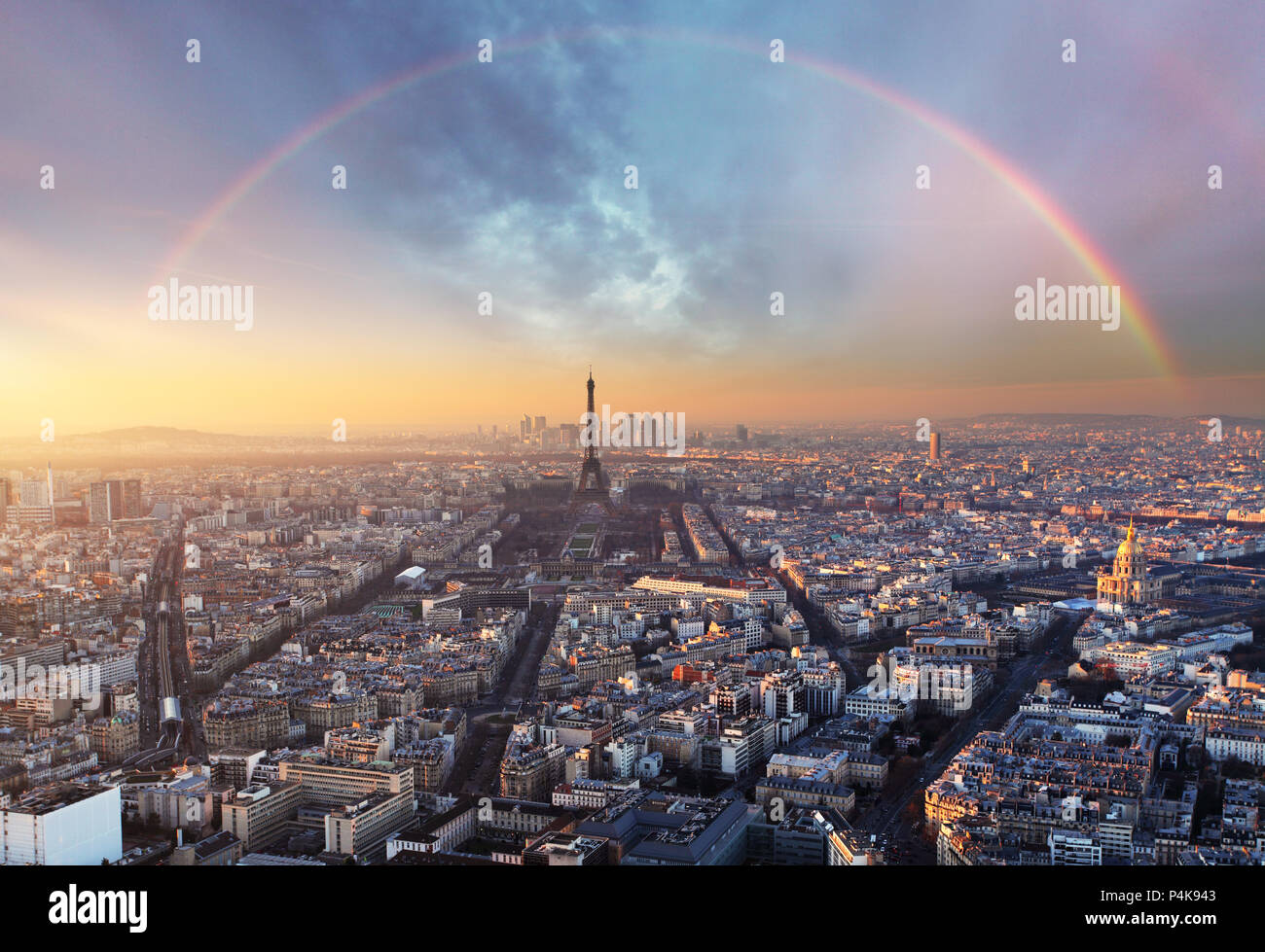 Paris with rainbow - skyline Stock Photo - Alamy