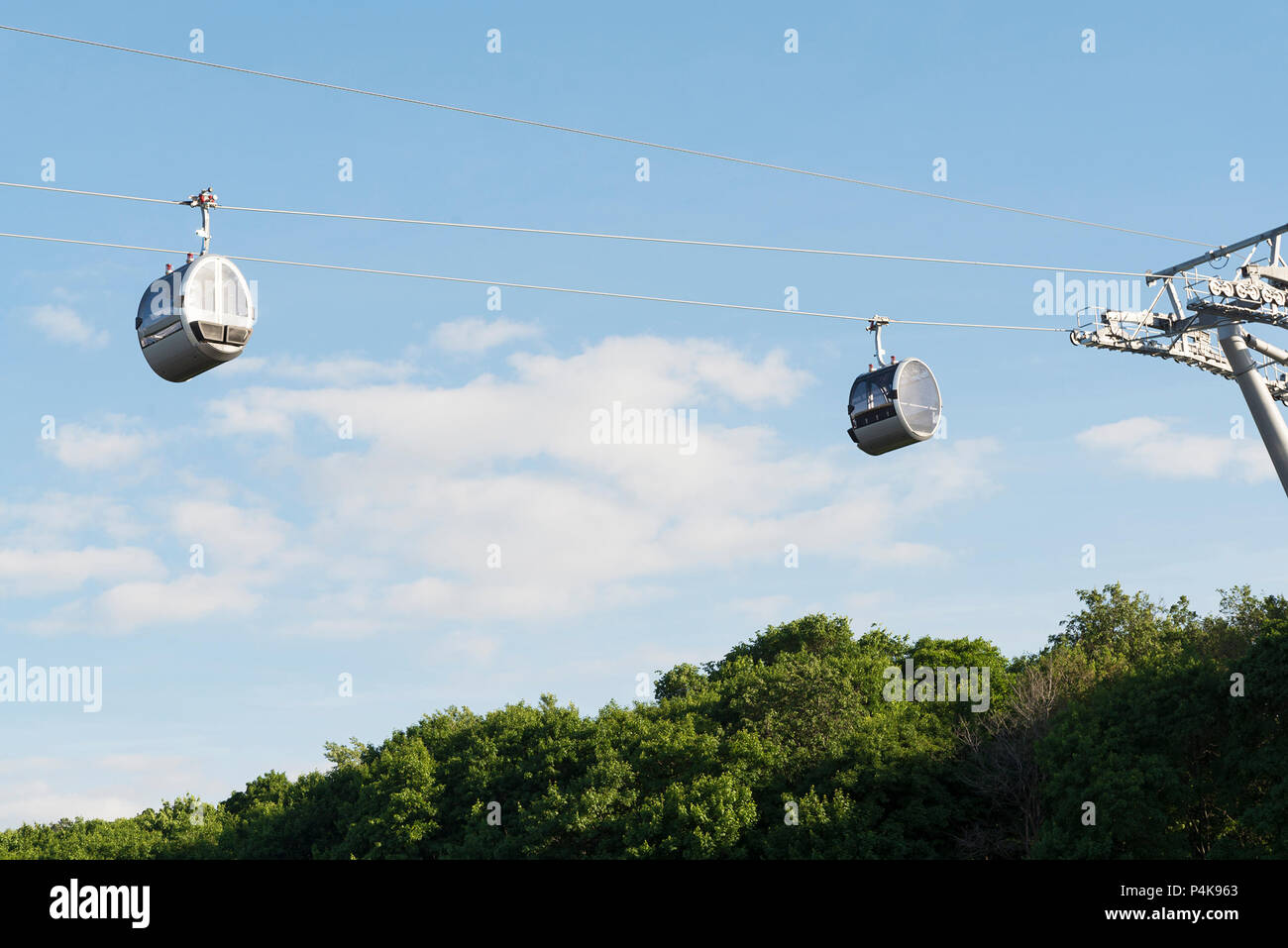 the cable car passes over the Moscow river, connects the observation ...