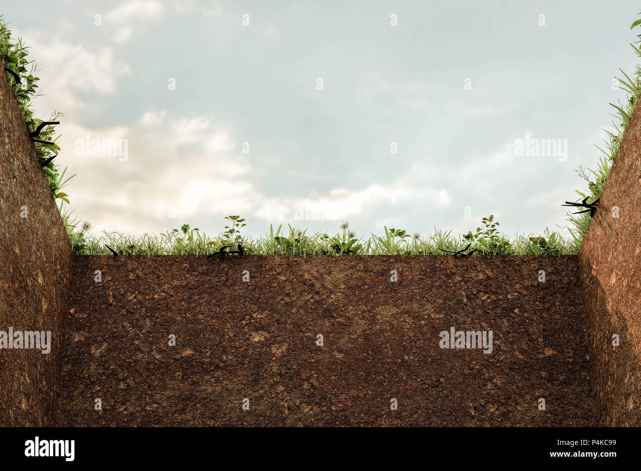 Empty Grave Hole In Ground At Cemetery Stock Photo