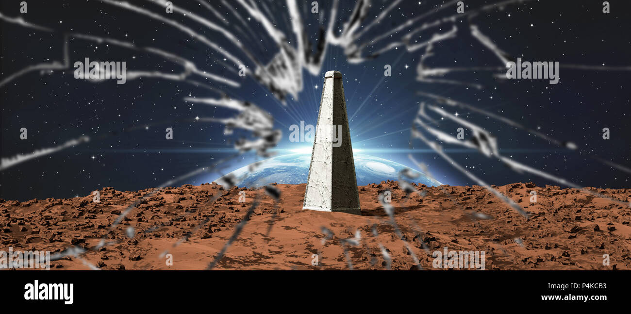 creepy martian alien obelisk 3d illustration Stock Photo - Alamy