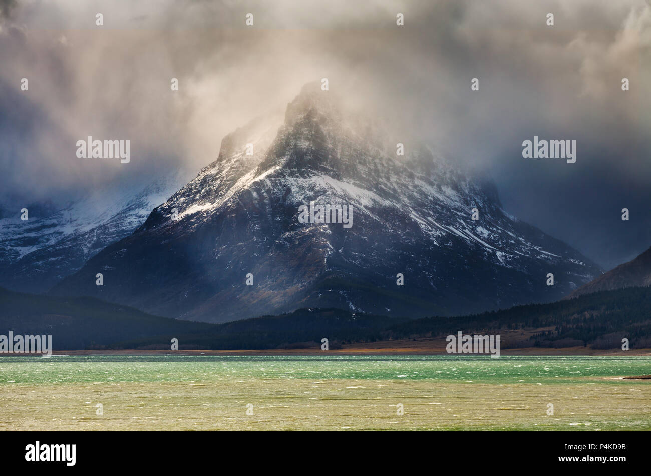 Mount Grinnell in Glacier National Park, Montana, USA in a storm Stock ...