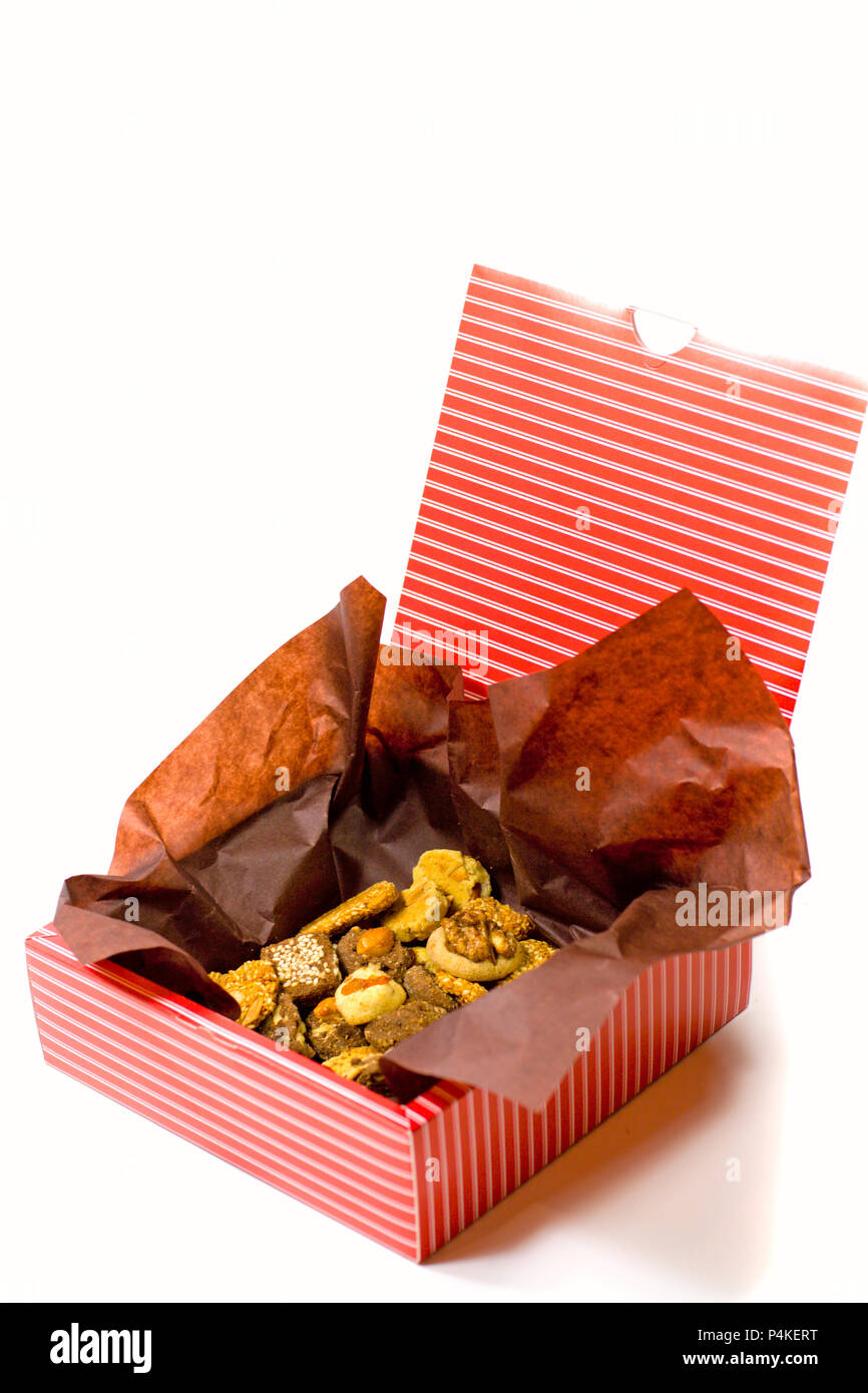 red box full of cookies Stock Photo - Alamy