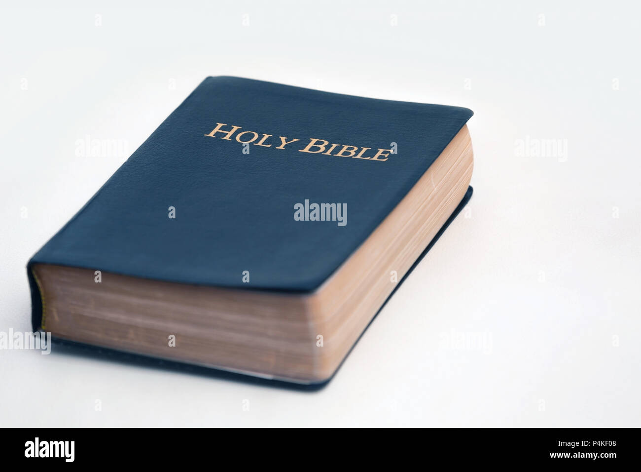 Top View of Holy Bible on White Platform Stock Photo - Alamy