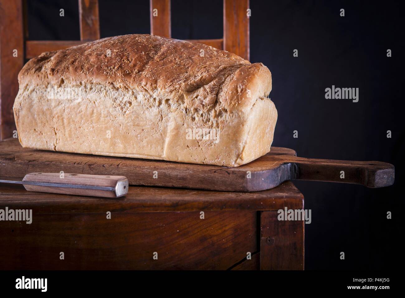 Coconut toast bread on a chopping board Stock Photo - Alamy