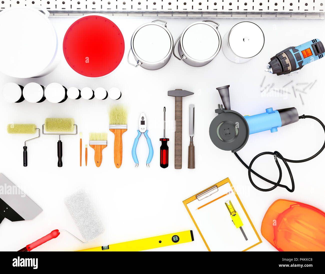 Tools for construction and renovation isolated on white background ...