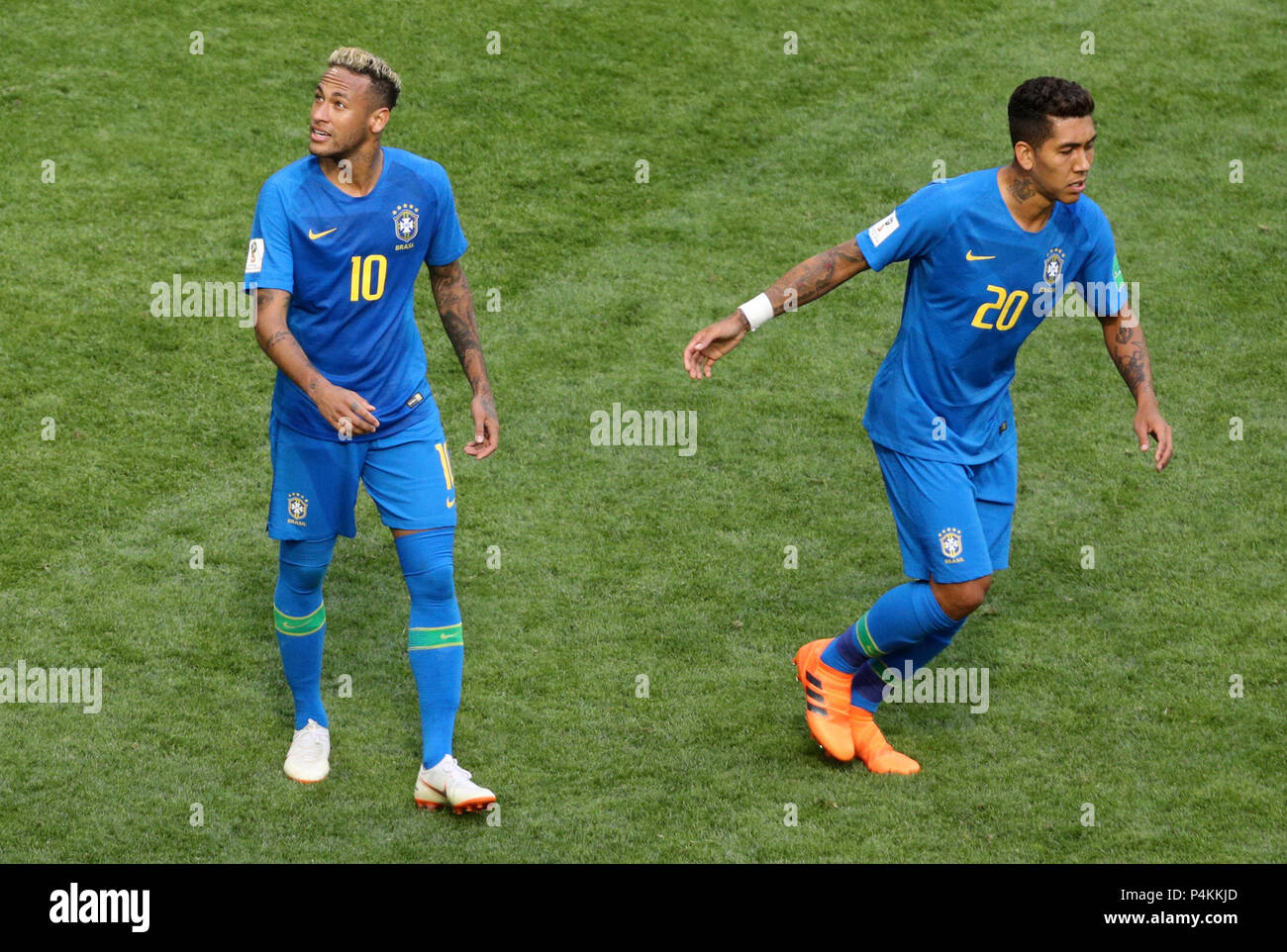 Brazil's Neymar looks on as a VAR decision is being mahe during the ...