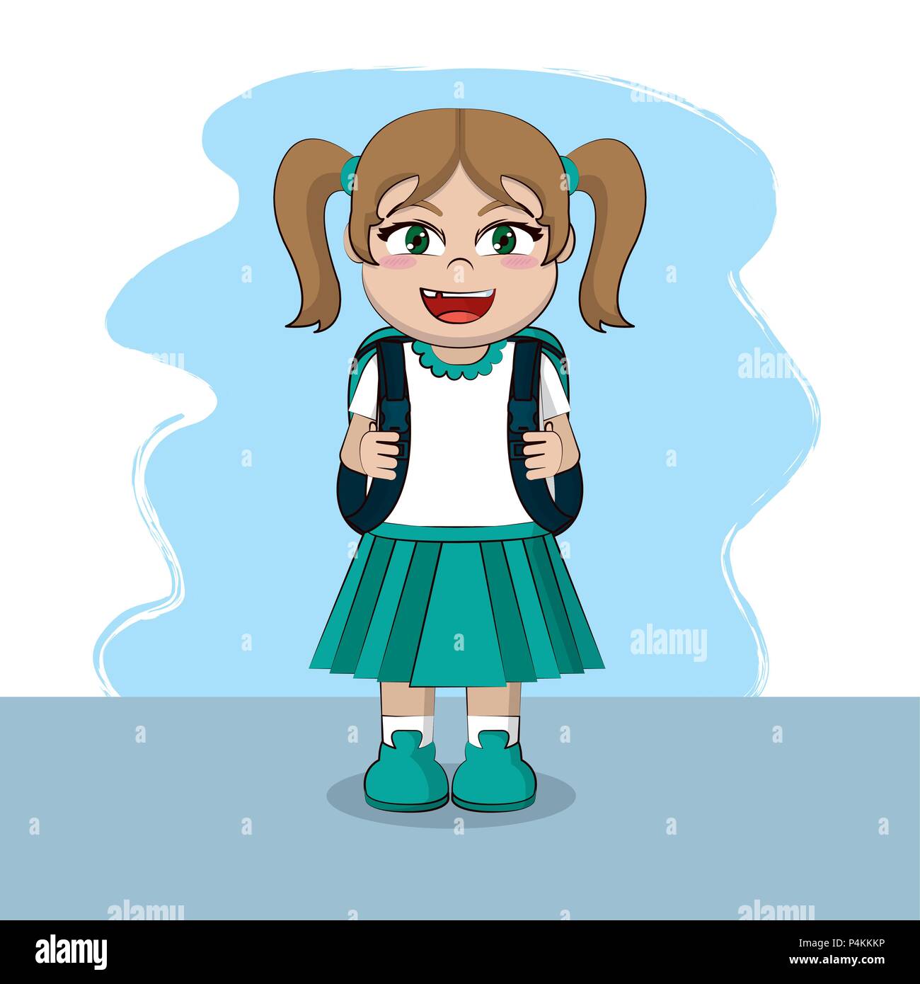 Student girl with backpack cartoon vector illustration graphic design ...