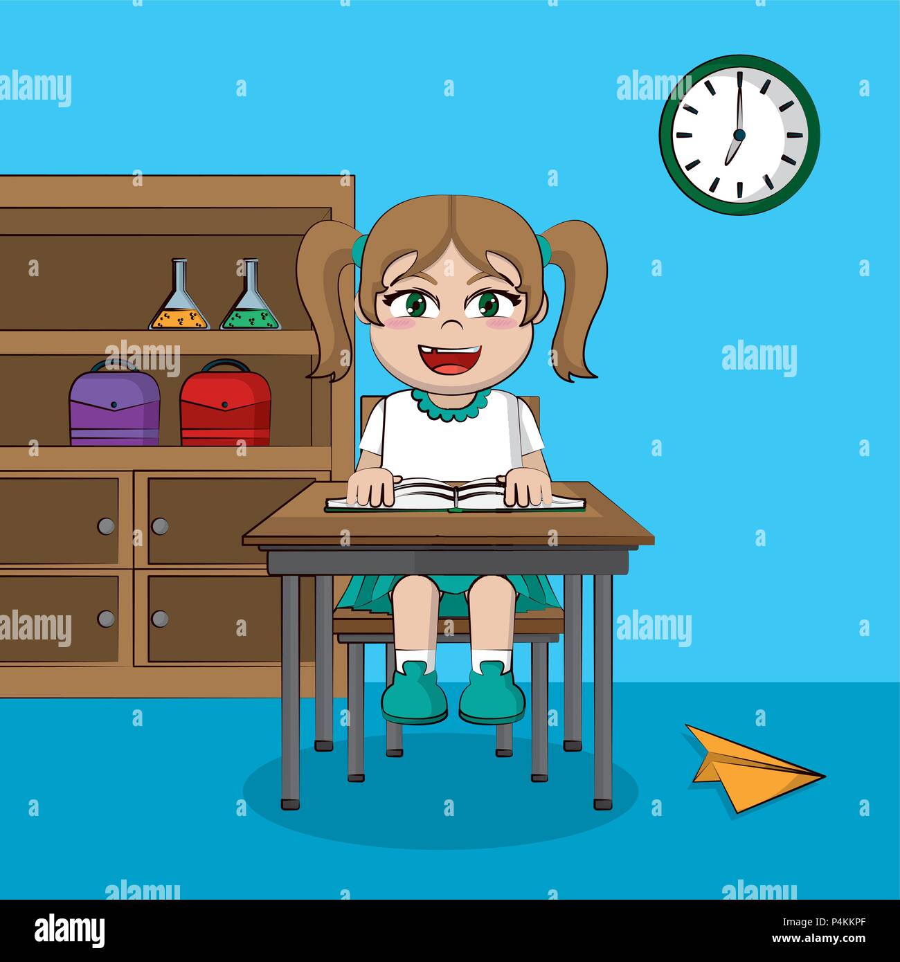 Cute Cartoon Students In Class