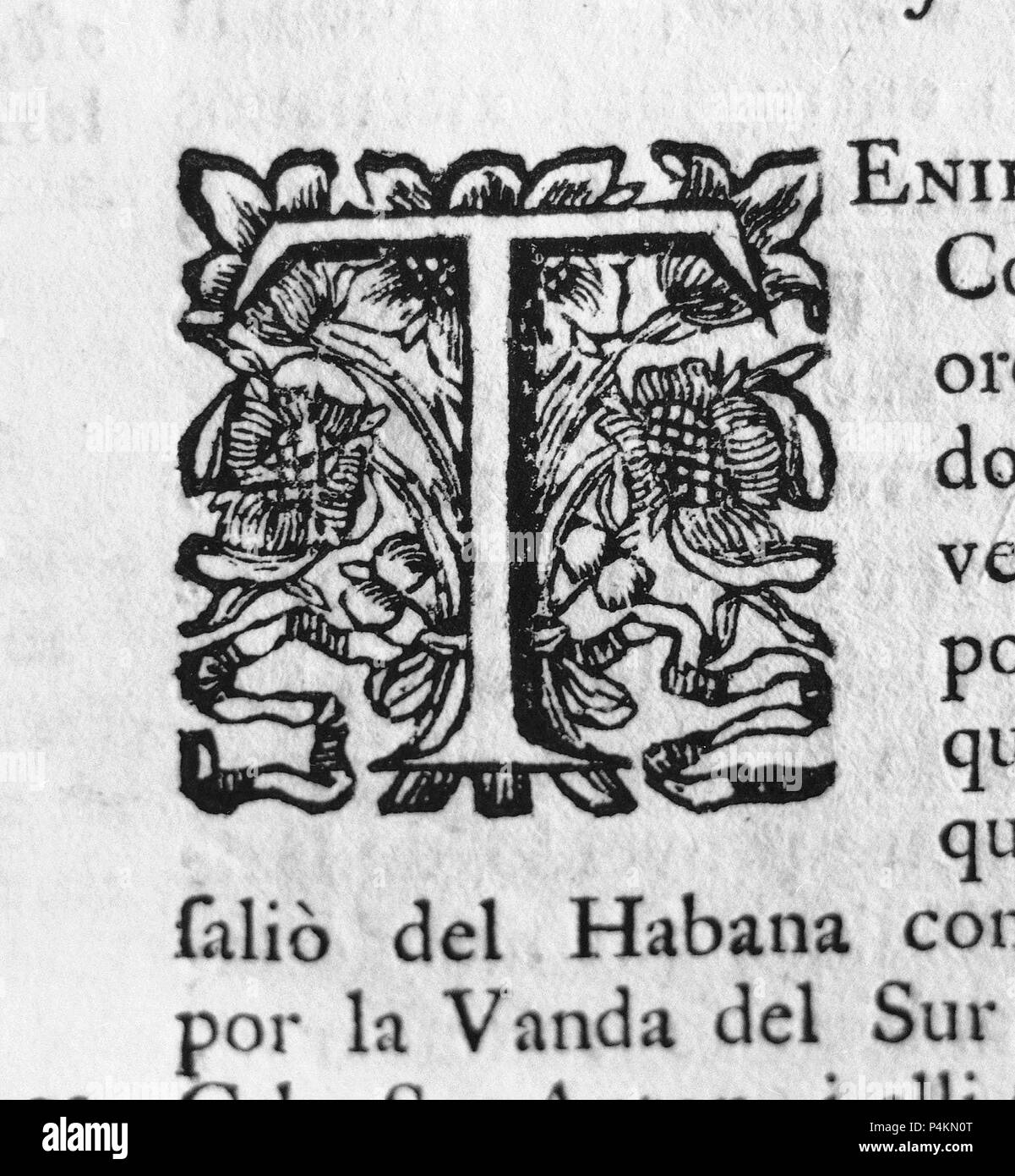 LETRA T - LETRA CAPITULAR - INICIAL HISTORIADA. Location: INSTITUTO DE ...