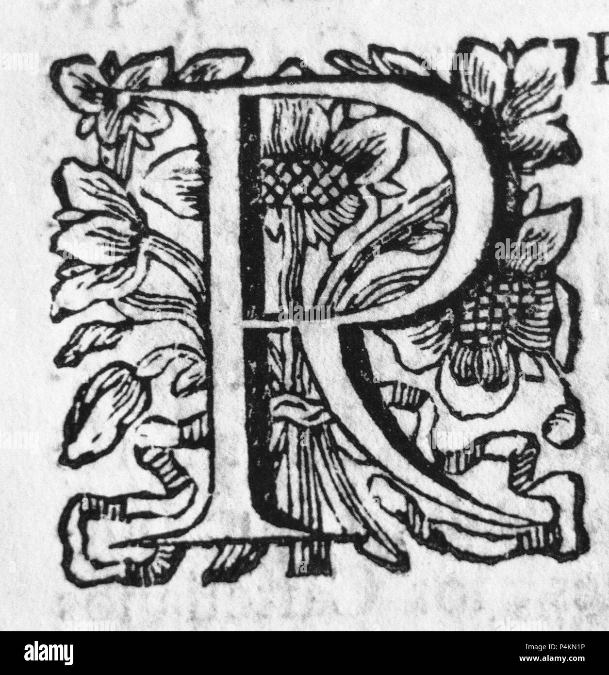 LETRA R - LETRA CAPITULAR - INICIAL HISTORIADA. Location: INSTITUTO DE ...