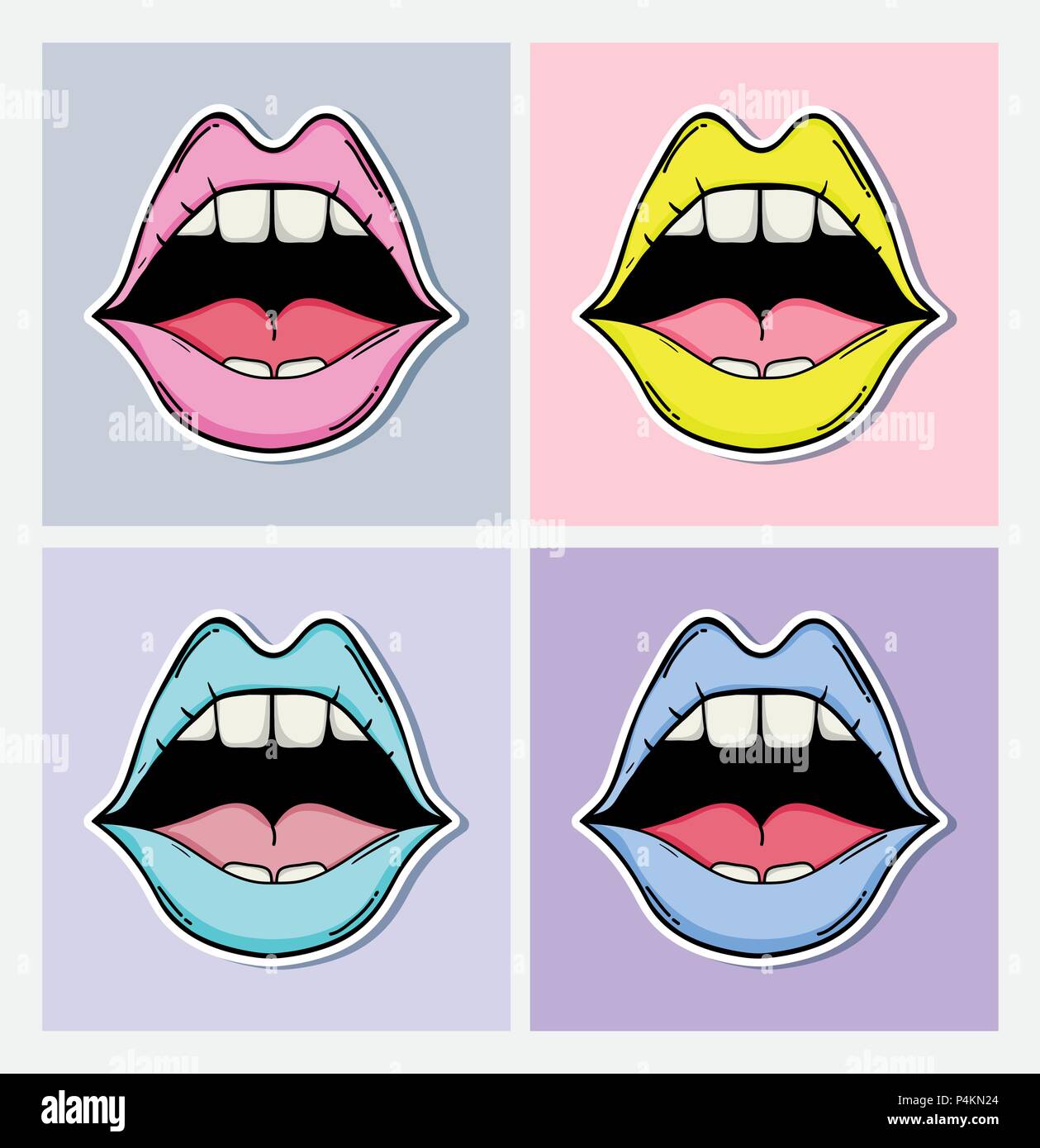 Vector pop art lips set hi-res stock photography and images - Alamy