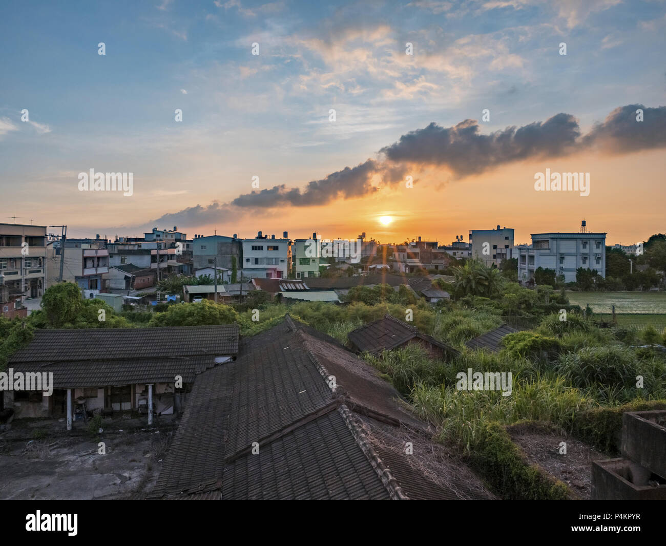 City view with sunset Stock Photo - Alamy