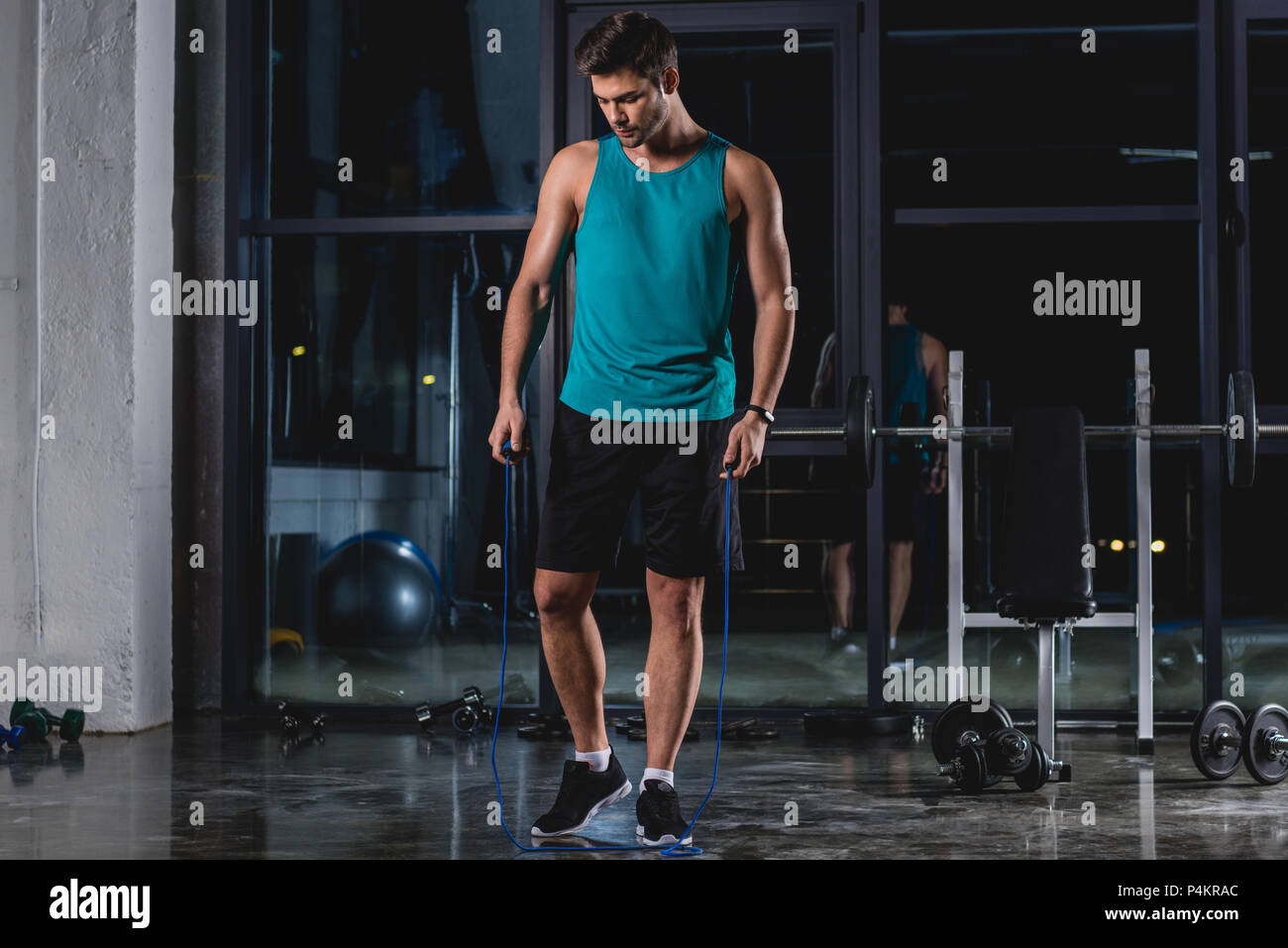 Athlete doing workout skipping rope hi-res stock photography and images ...