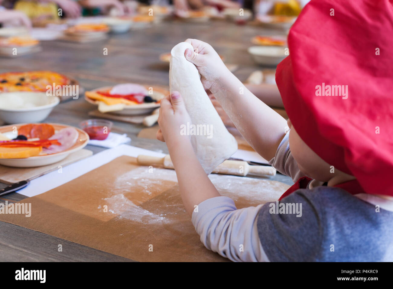 cooking class, culinary. Food and people concept, desktop getting ready ...