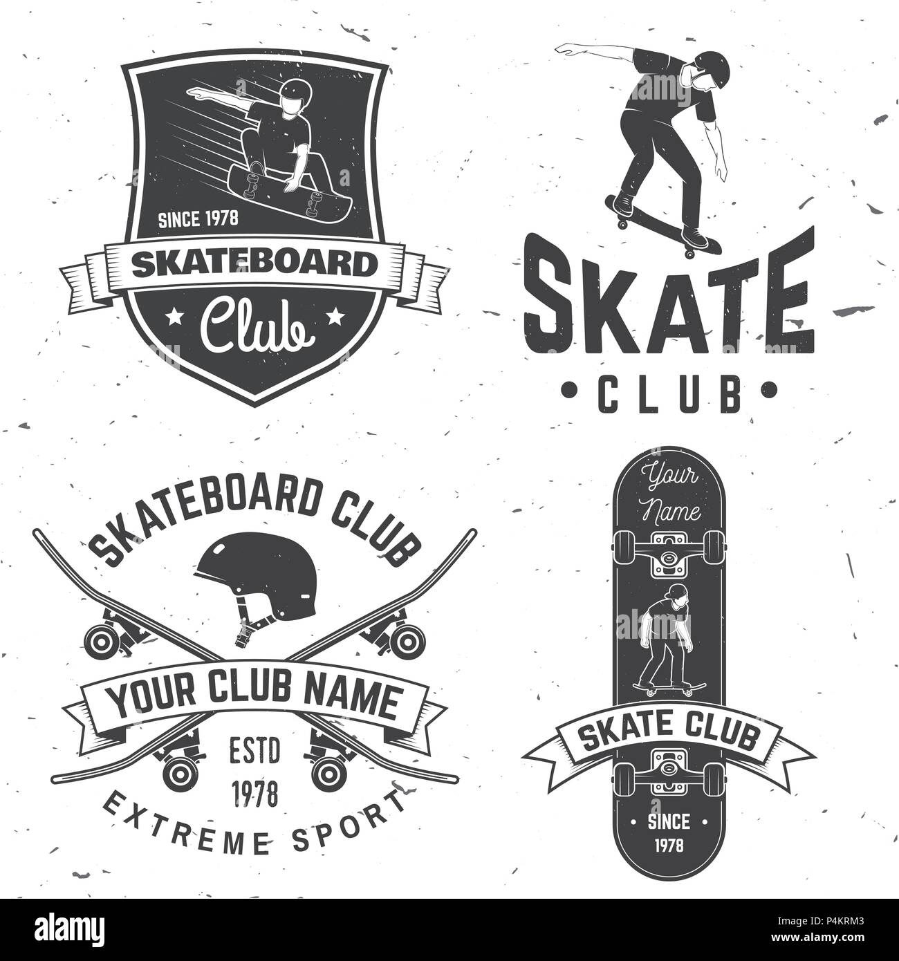Set of Skateboard club badges. Vector illustration. For skate club ...
