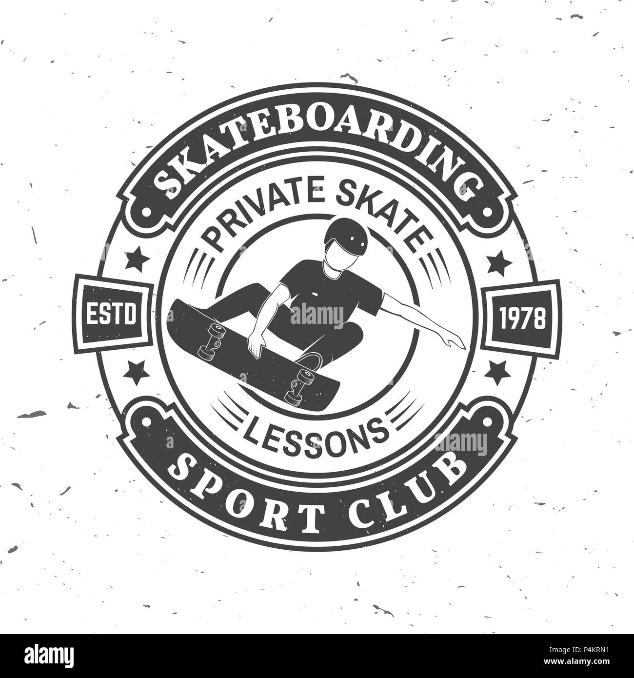 Skateboarding sport club badge. Vector illustration. Extreme sport. For ...