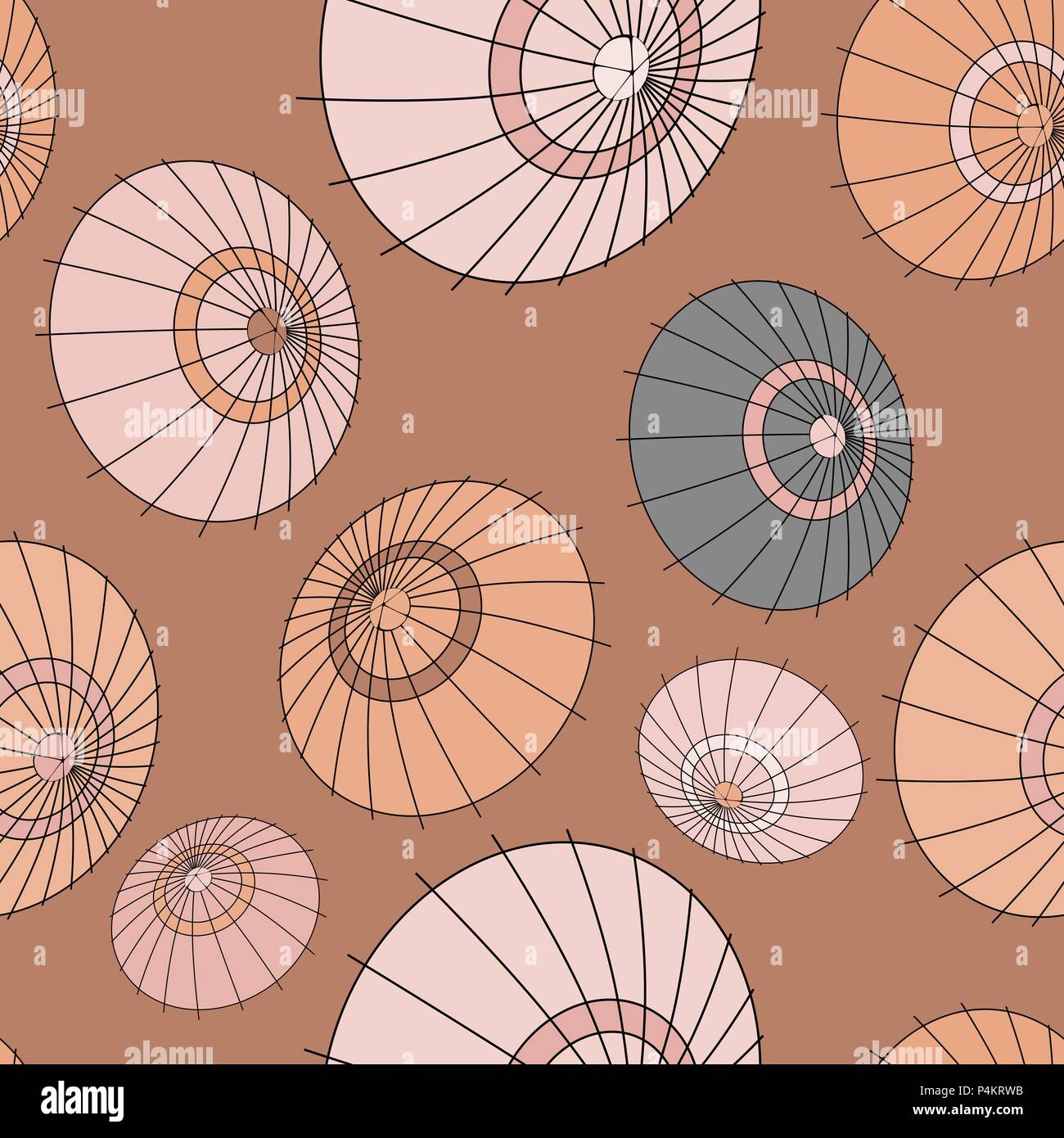 Vector seamless pattern with beige japan umbrellas Stock Vector Image ...