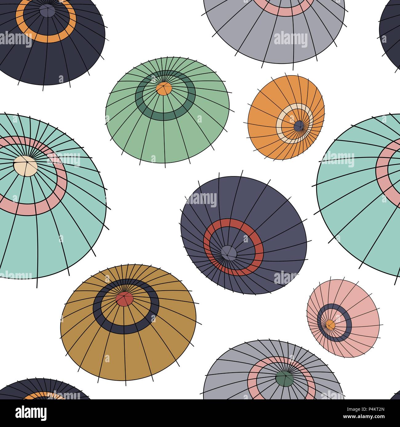 Vector seamless pattern with colourful japan umbrellas Stock Vector ...