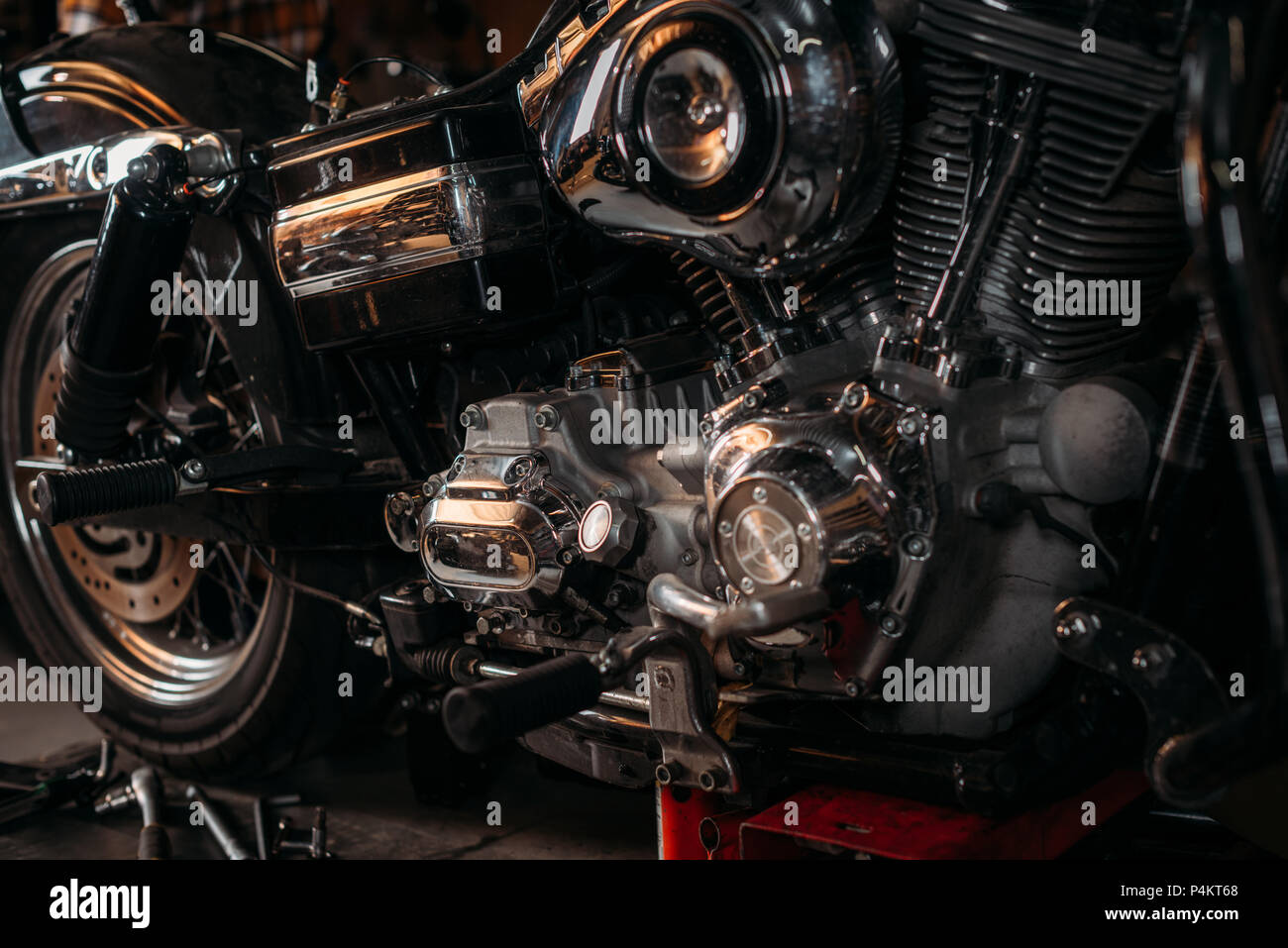 close-up shot of vintage motorcycle engine Stock Photo - Alamy