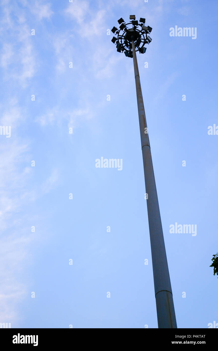 The tall Spotlight tower in the city Stock Photo - Alamy