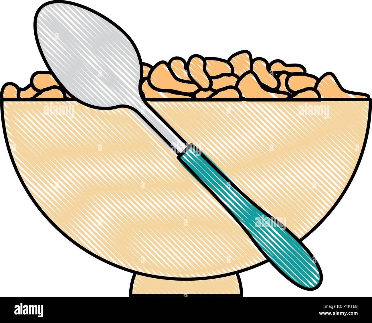 cereal dish with spoon vector illustration design Stock Vector Image ...