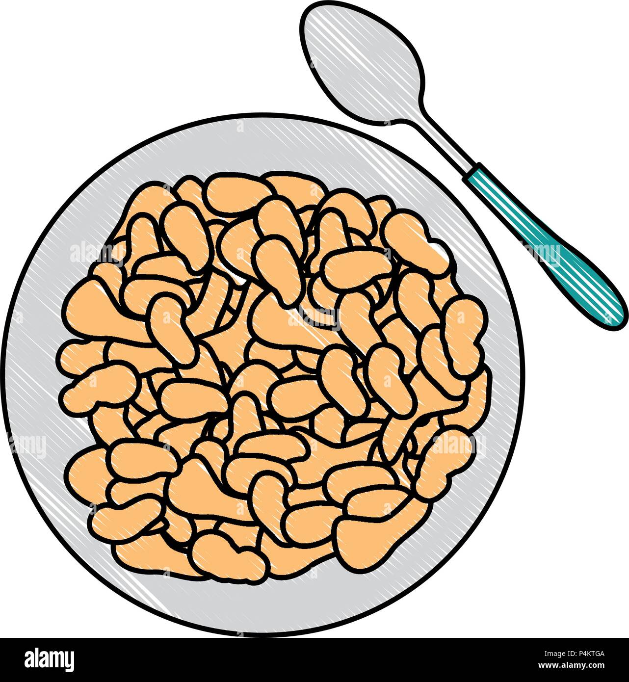 cereal dish with spoon vector illustration design Stock Vector Image ...