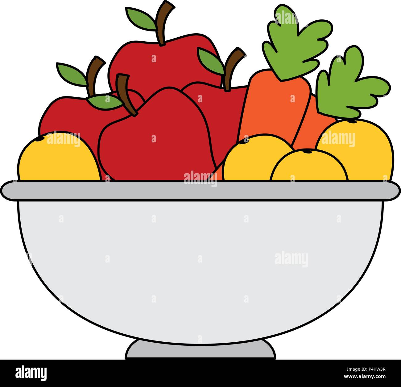 fruits and vegetables in bowl vector illustration design Stock Vector ...