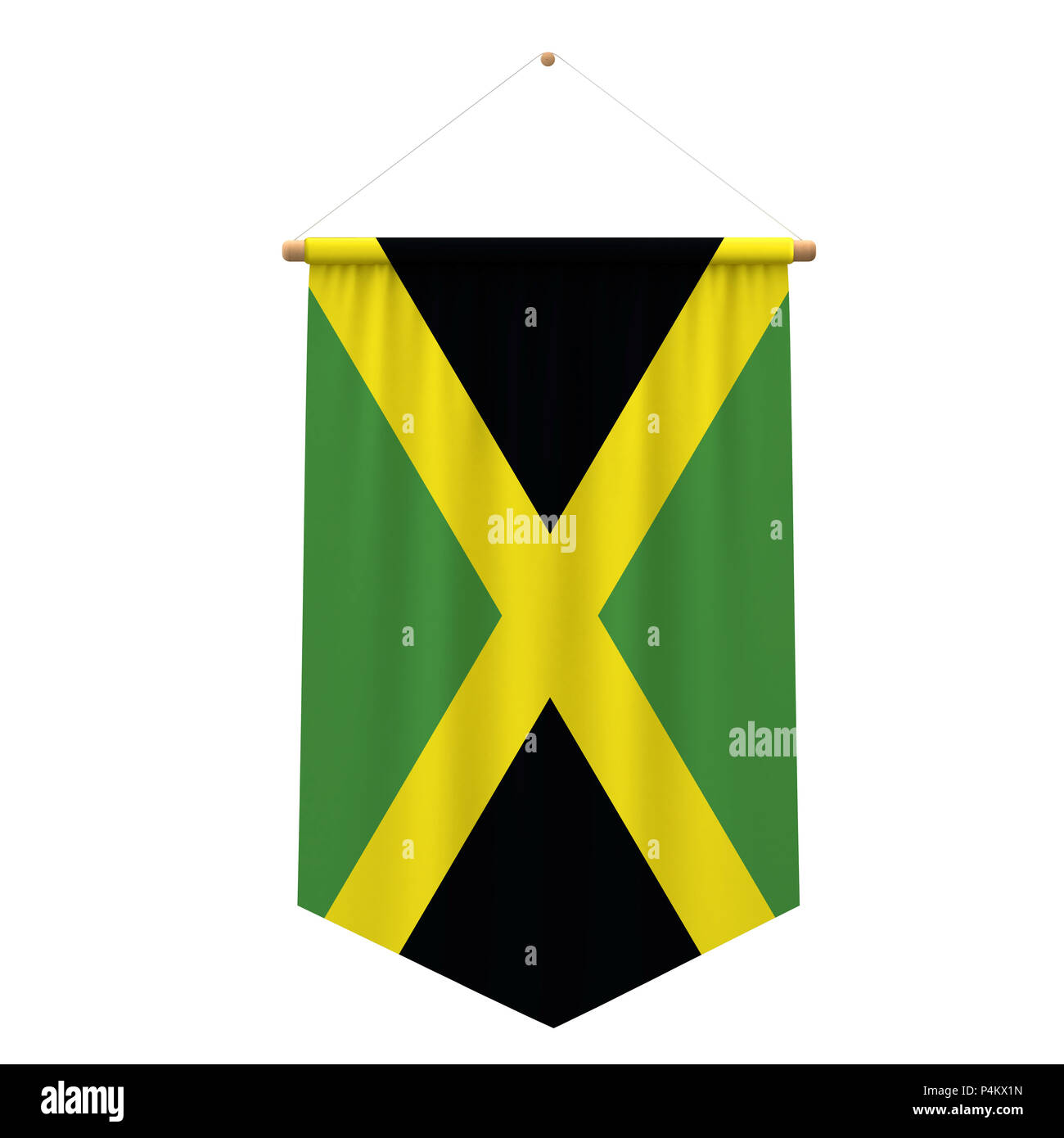 Jamaica flag cloth hanging banner. 3D Rendering Stock Photo - Alamy
