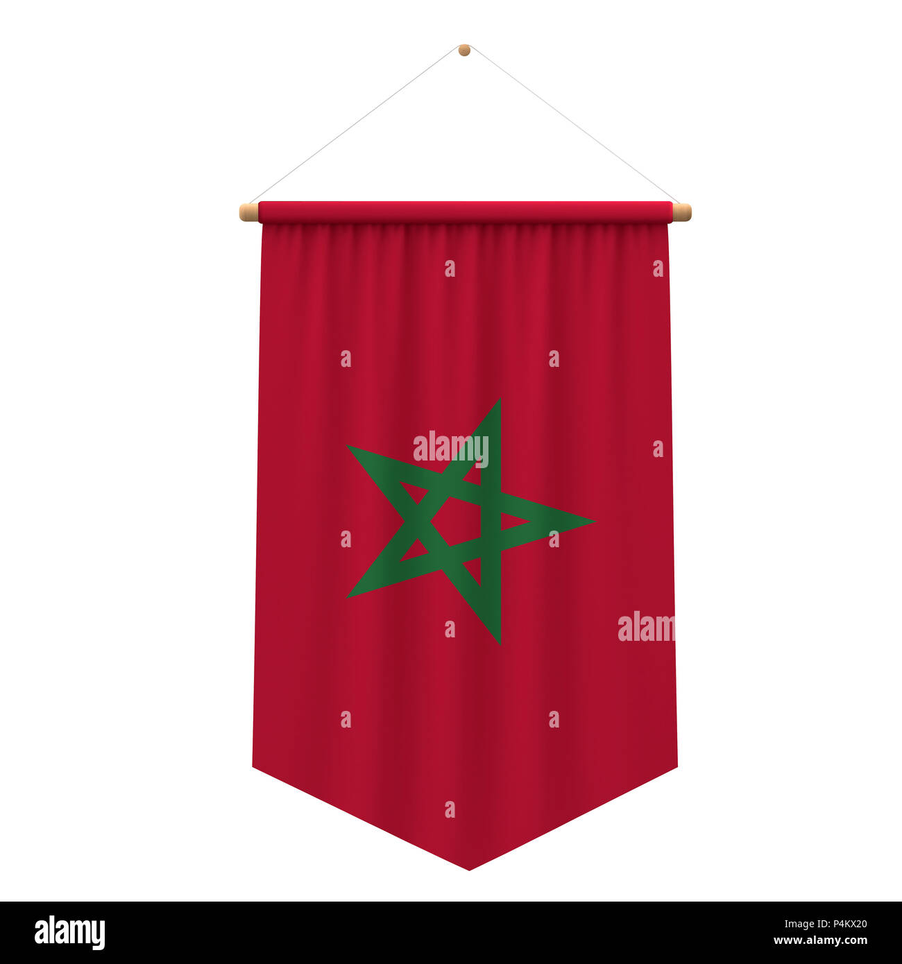 Morocco flag cloth hanging banner. 3D Rendering Stock Photo - Alamy