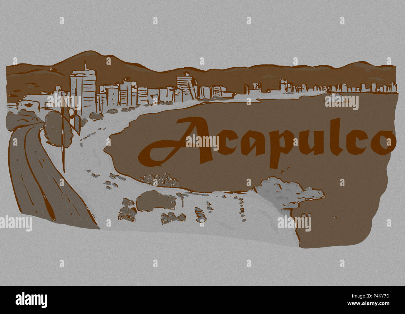 Acapulco mexico drawing hi-res stock photography and images - Alamy