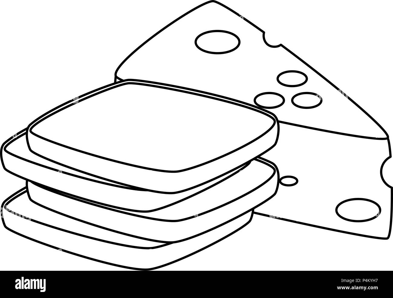 cheese piece with bread healthy food vector illustration design Stock ...