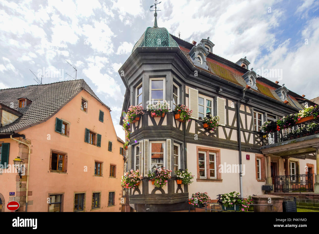 Town Hall in Barr village in Alsace the wine capital of Bas-Rhin ...