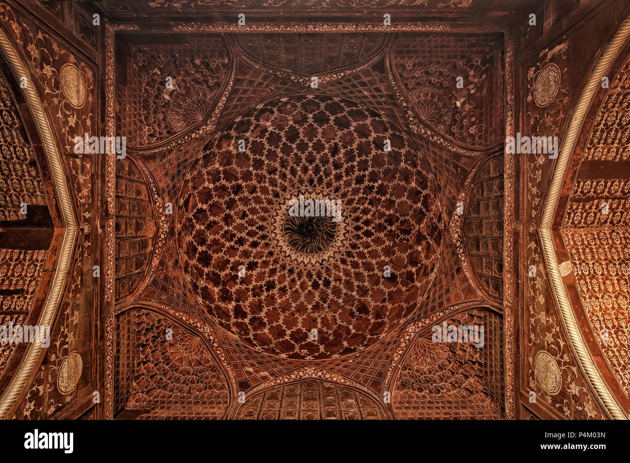 Pattern on Taj Mahal in Agra, India. Taj Mahal is widely recognized as ...