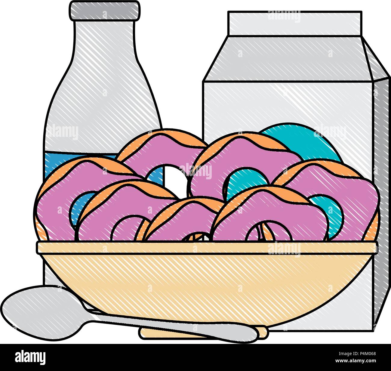 Donuts snack drink bottle Stock Vector Images - Alamy